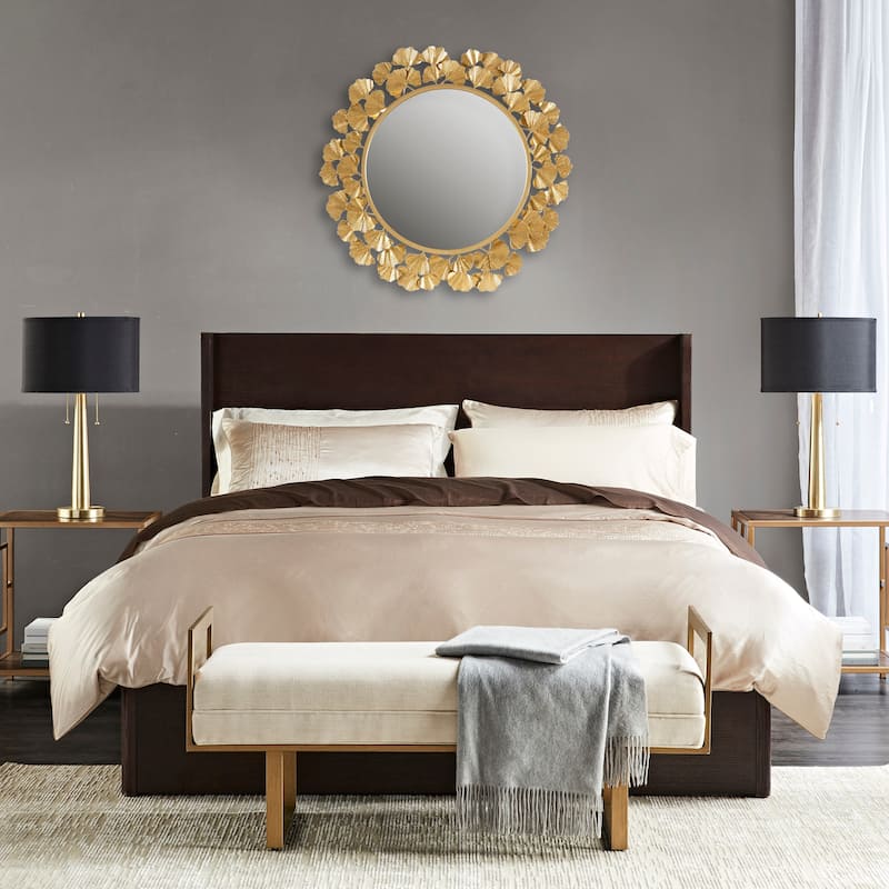 Martha Stewart Eden Gold Gingko Leaf Round Wall Mirror 30.5" - On Sale - Overstock - 31140537